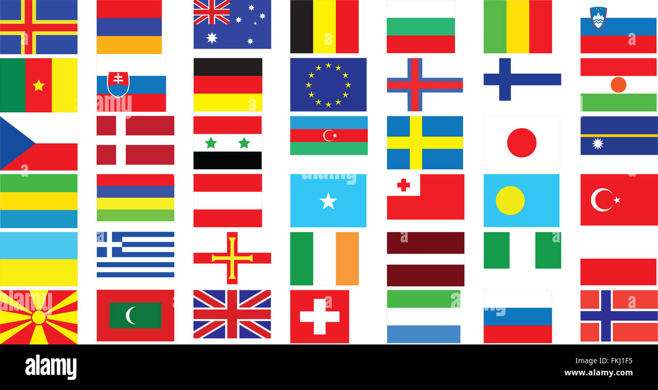 Bandiere del mondo. Illustrazione Vettoriale sfondo Foto stock - Alamy