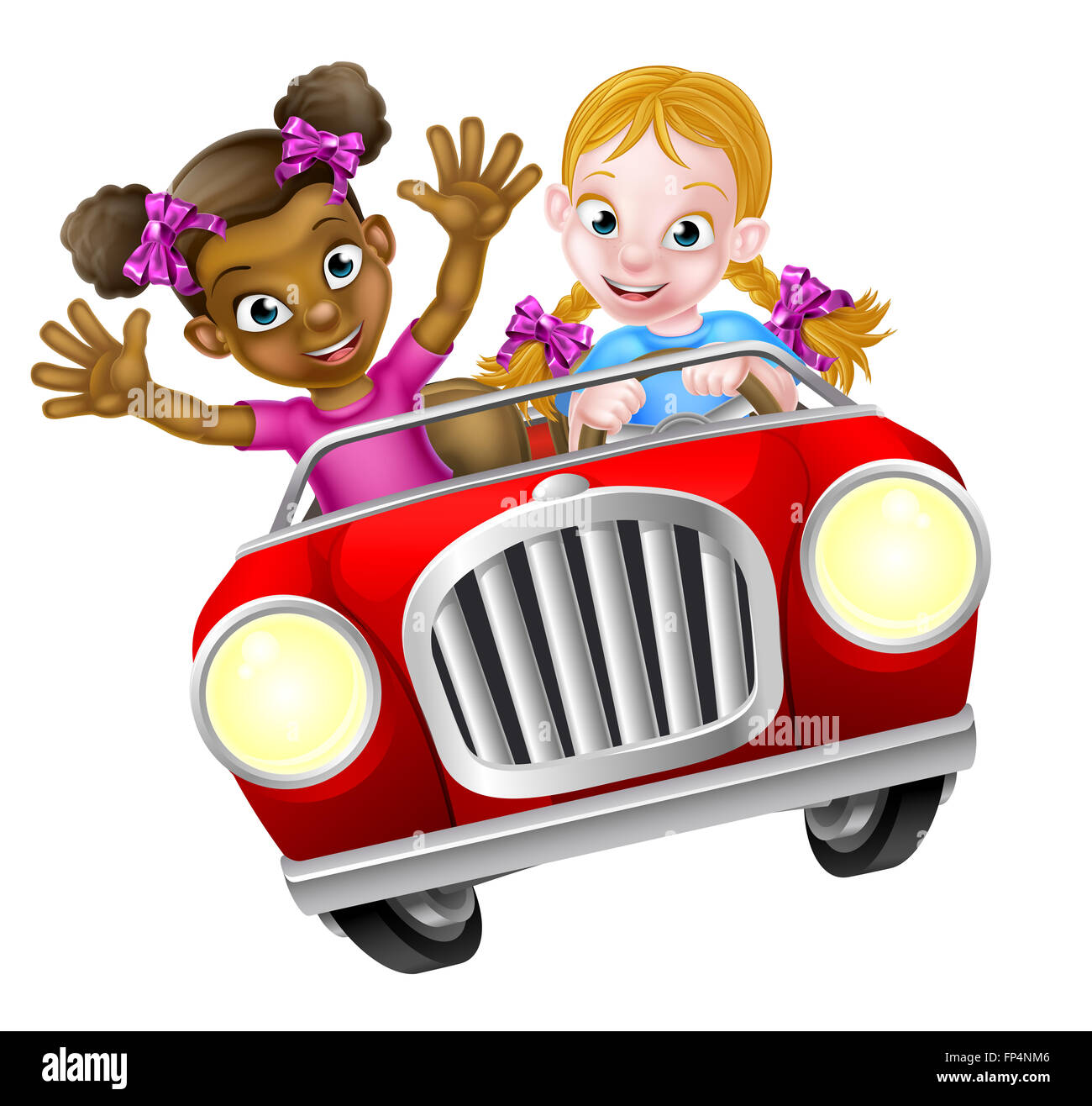 Due ragazze cartoon avendo divertimento di guida veloce in un auto Foto ...