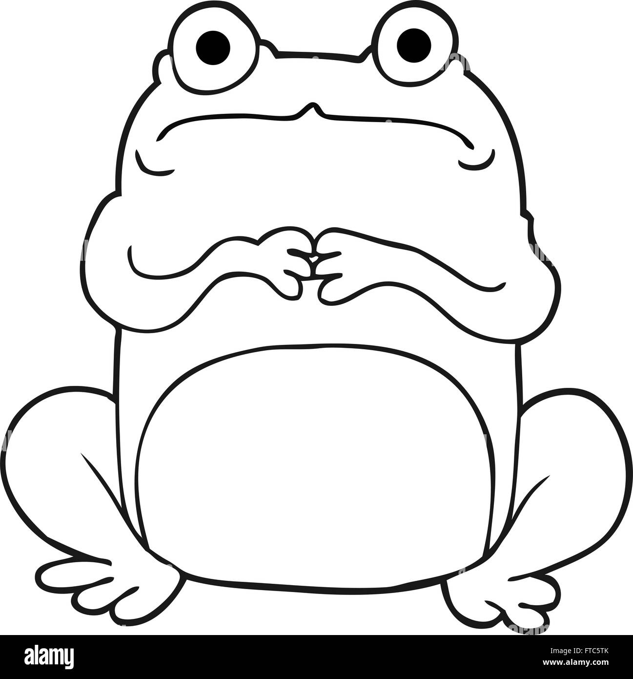 Freehand disegnati in bianco e nero cartoon rana nervoso Immagine e ...