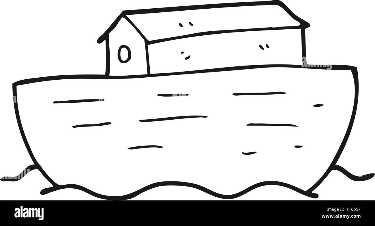 Freehand disegnati in bianco e nero cartoon l'arca di Noè Immagine e ...