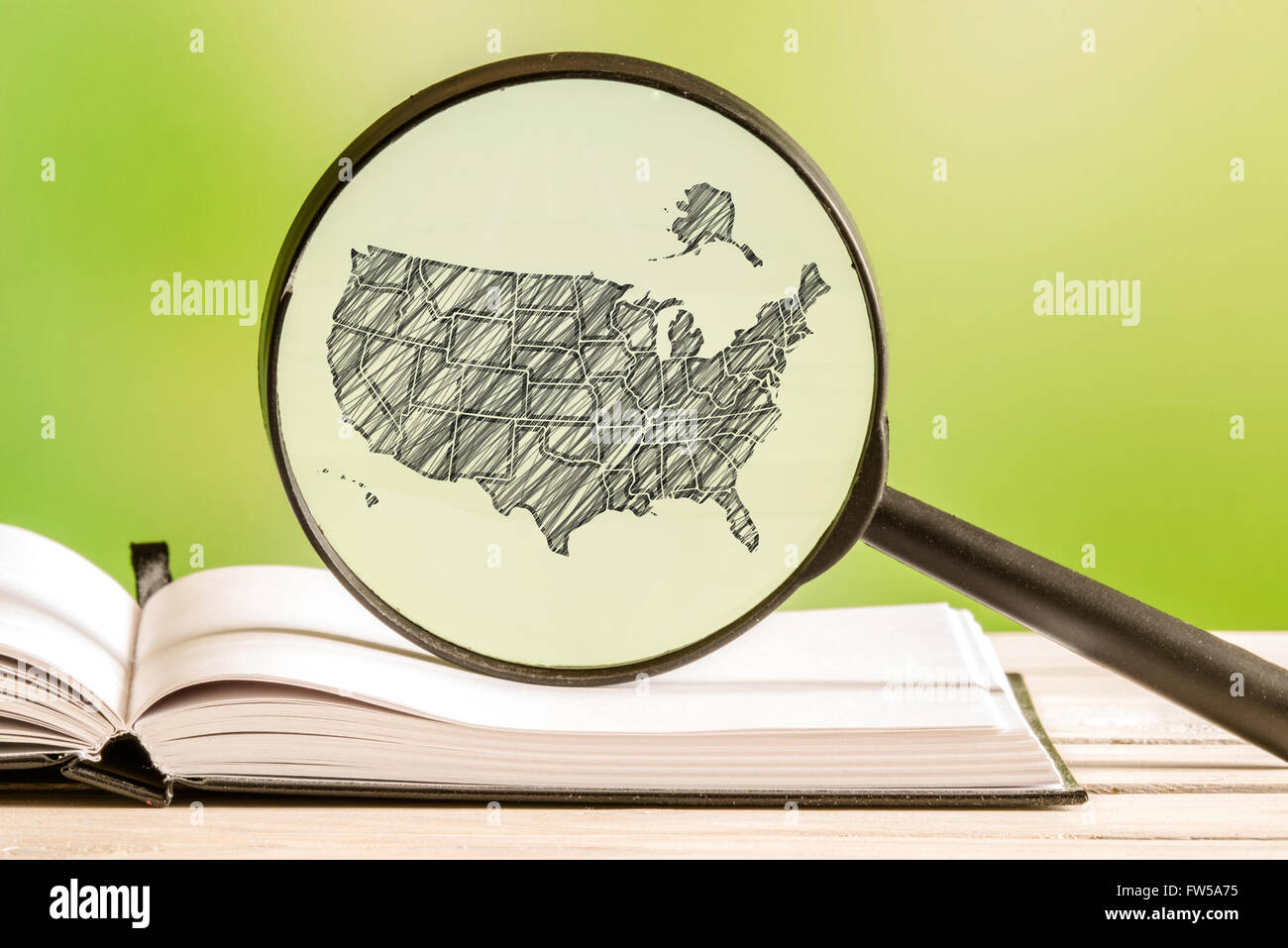 USA le informazioni con un disegno a matita di un america map in una ...