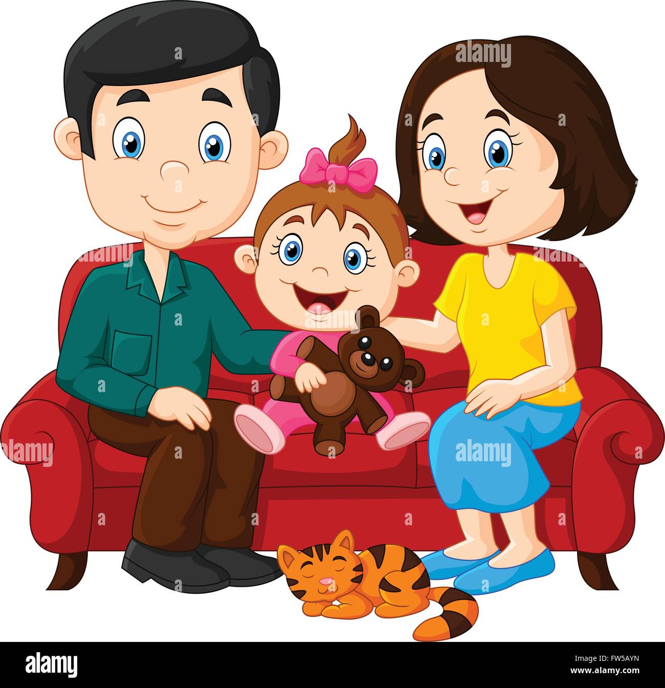 Padre seduto divano piccola figlia Immagini Vettoriali Stock - Alamy