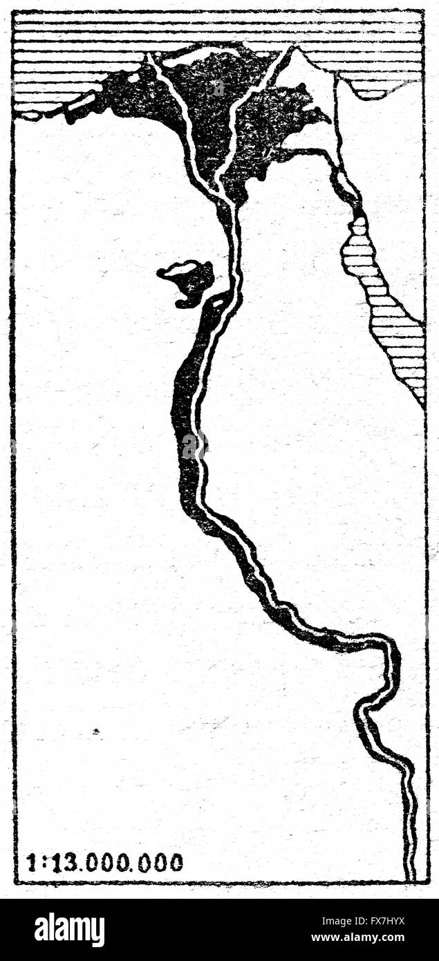 Mappa del Nilo oasi, Egitto - illustrazione dal libro 'Starting corso ...