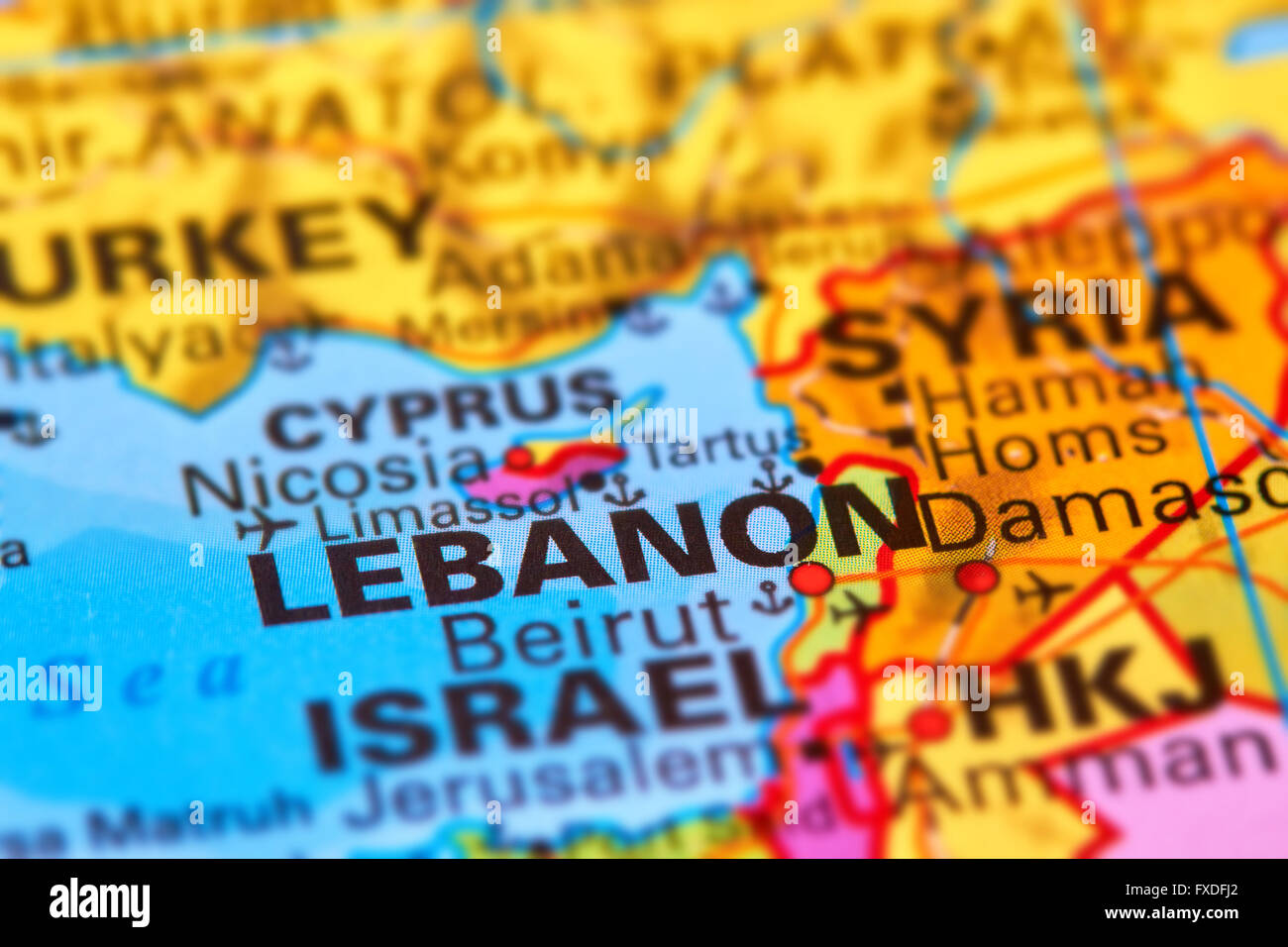 Mappa del paese del libano immagini e fotografie stock ad alta ...