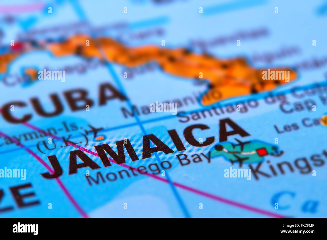 Giamaica isola dei Caraibi sulla mappa del mondo Foto stock - Alamy