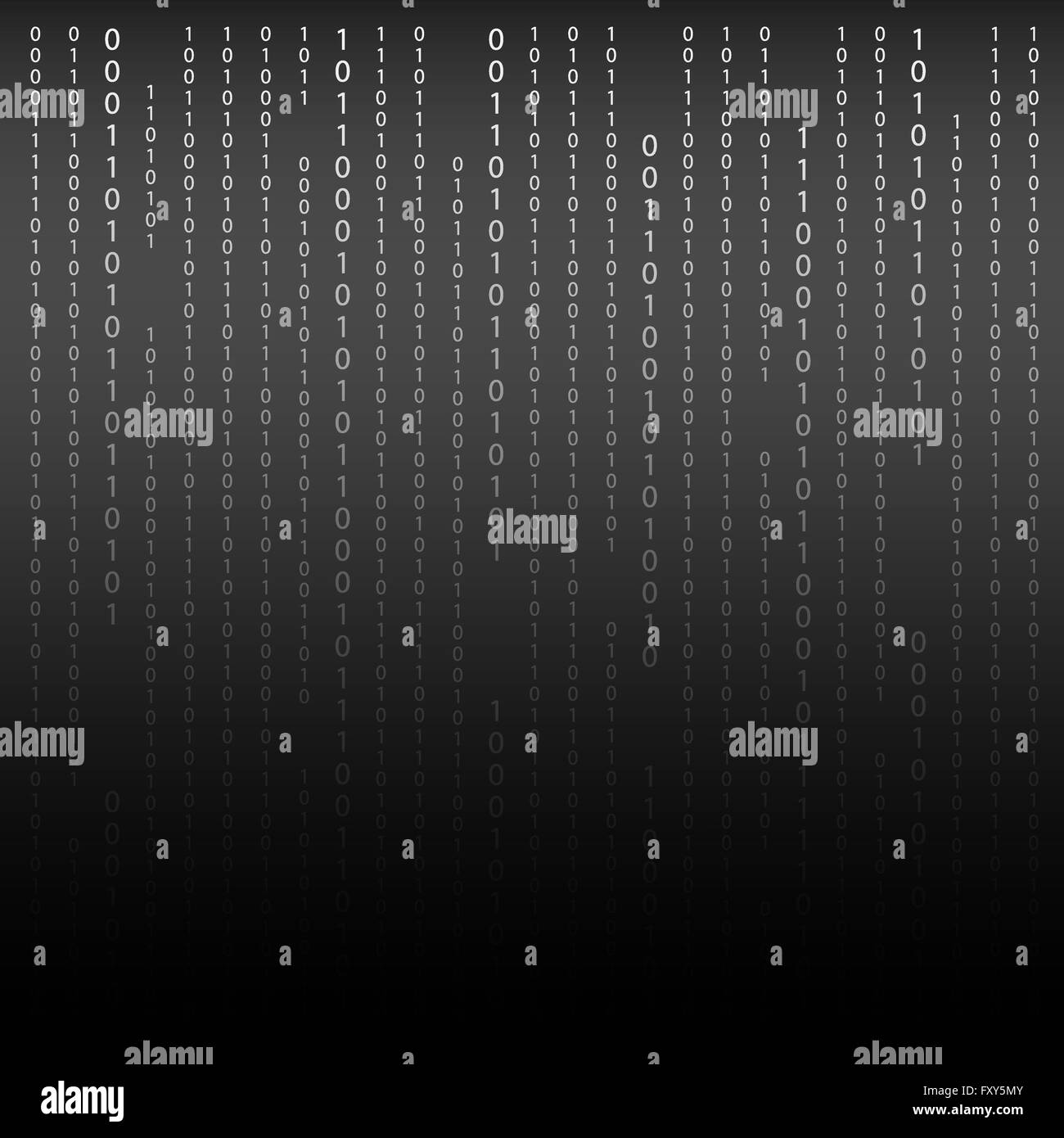 In bianco e nero. Algoritmo del codice binario con le cifre su sfondo ...