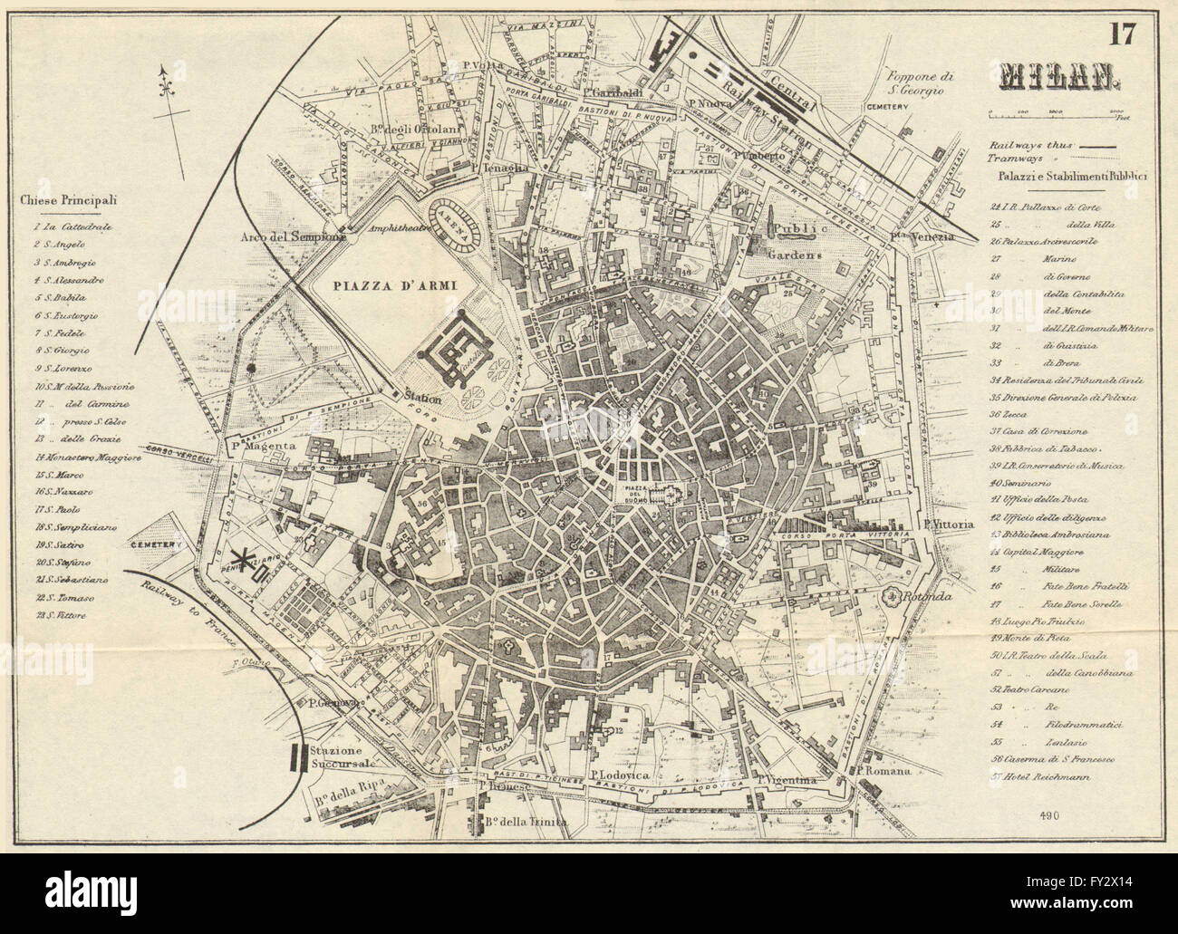 Milano Milano: antico piano urbanistico. Mappa della città. L'Italia ...