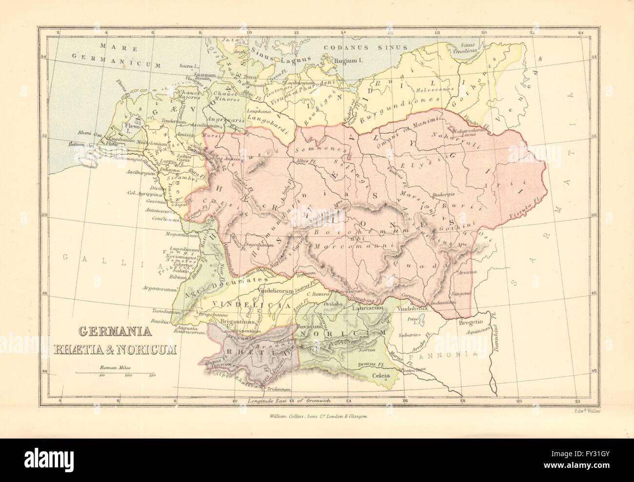 Antica in Germania. 'Germania Rhaetia & Noricum'. Province romane, 1876 ...