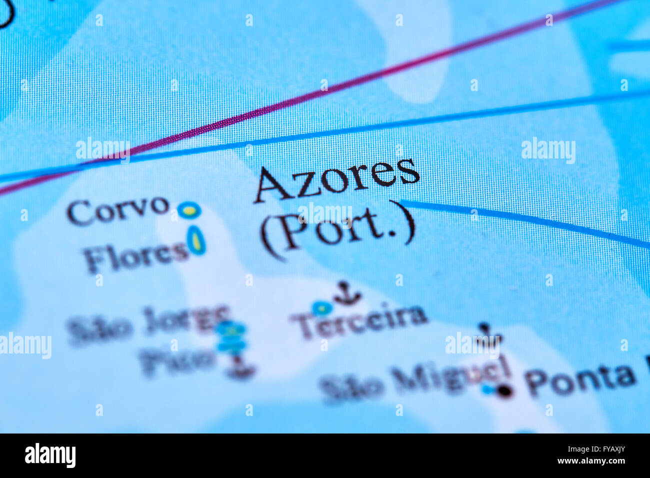 Isole Azzorre sulla mappa del mondo Foto stock - Alamy