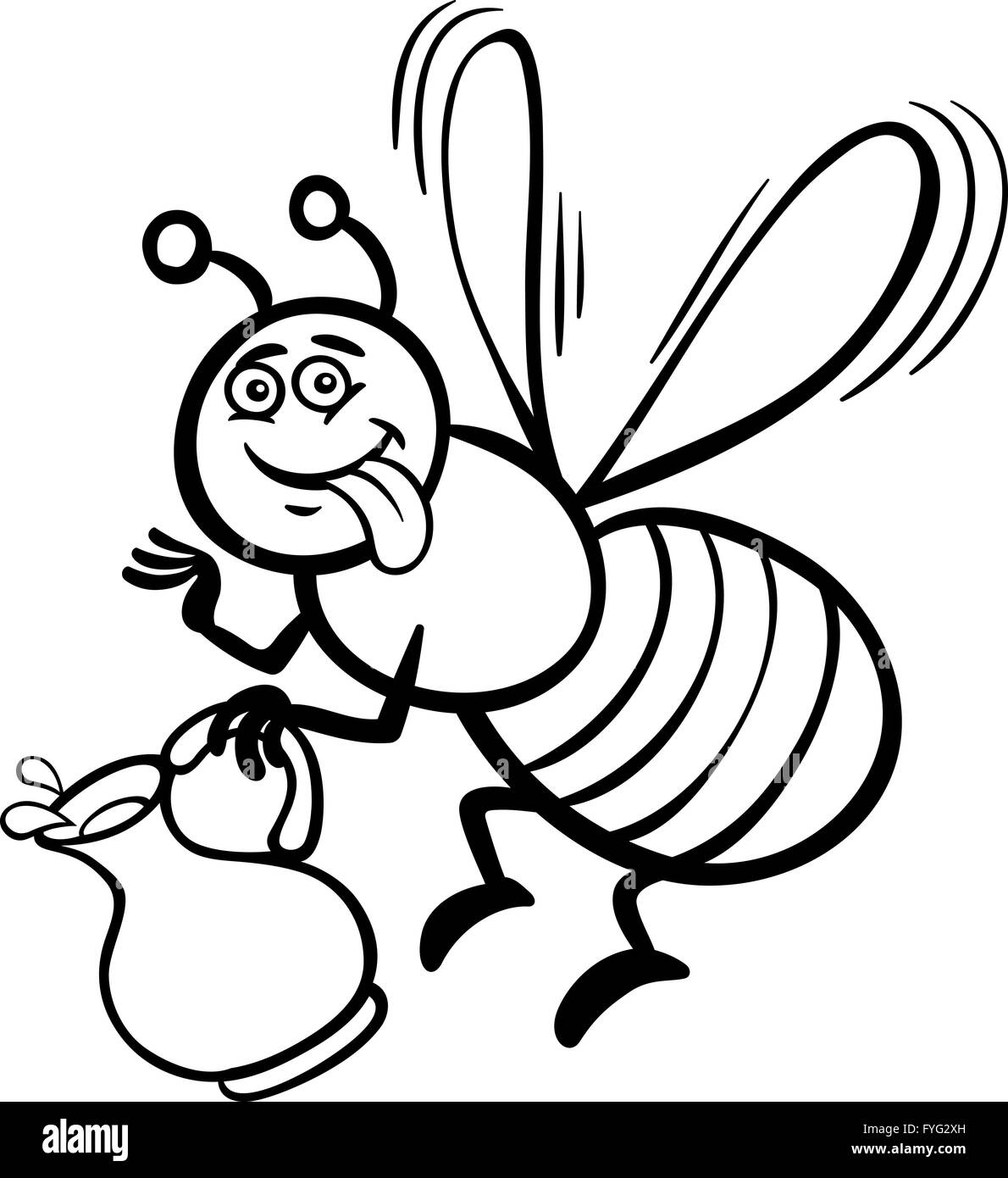 Il miele delle api cartoon per libro da colorare Foto stock - Alamy