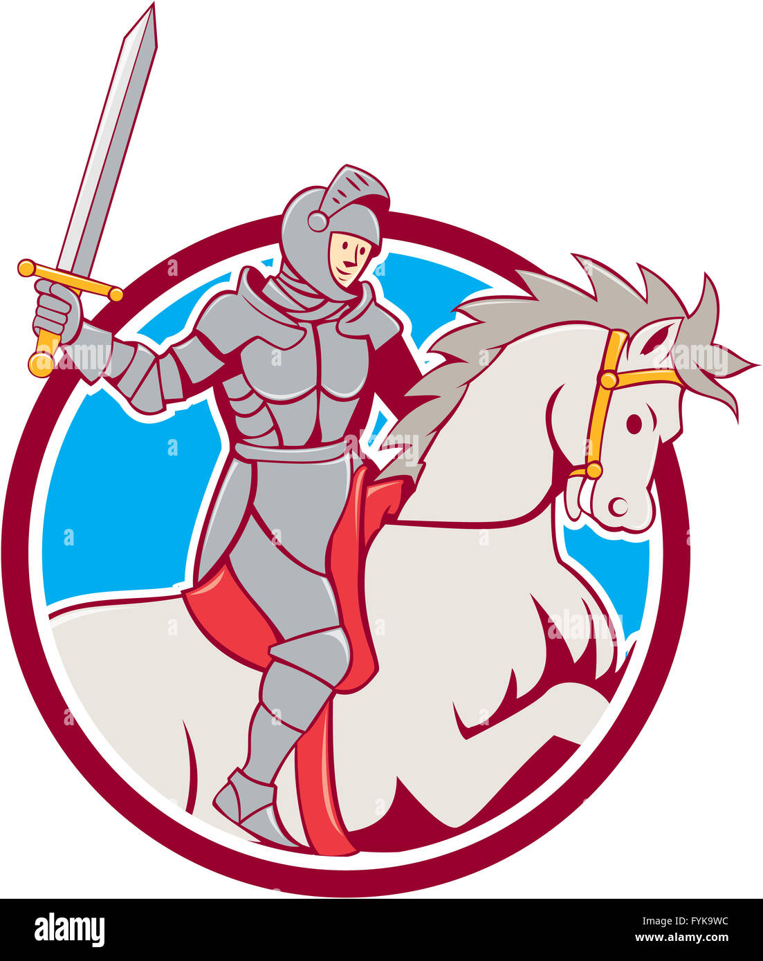 Knight riding horse sword cartoon immagini e fotografie stock ad alta ...