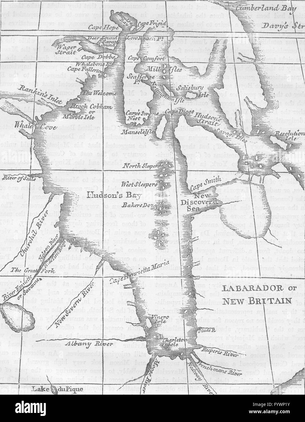 Antica mappa della baia di hudson Foto e Immagini Stock in Bianco e ...