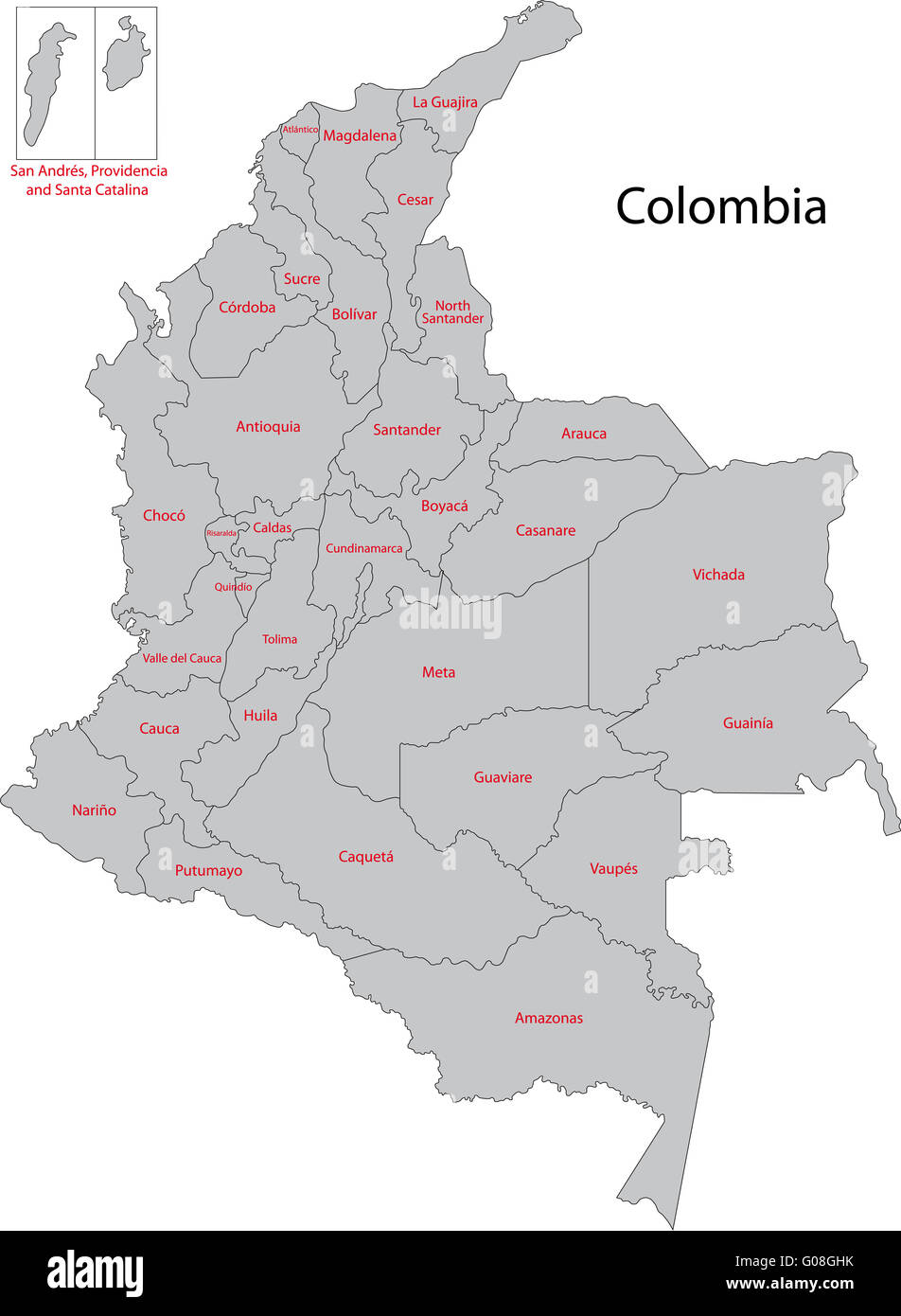 Mapa de colombia a color immagini e fotografie stock ad alta ...