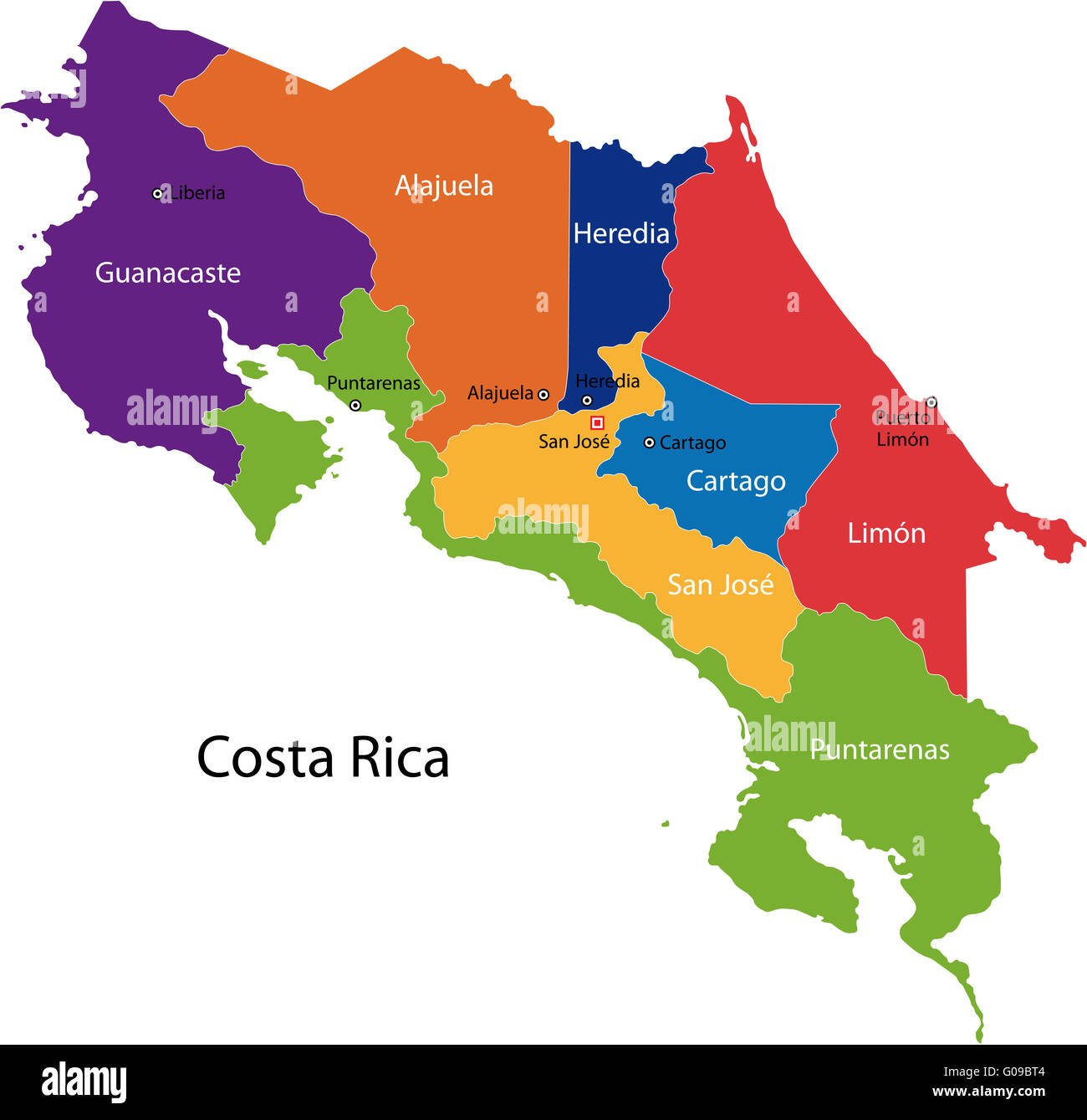 Mappa costa rica immagini e fotografie stock ad alta risoluzione - Alamy