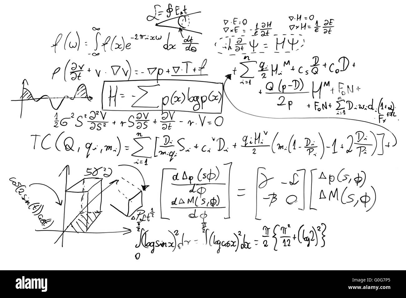 Complex math formulas on whiteboard immagini e fotografie stock ad alta ...