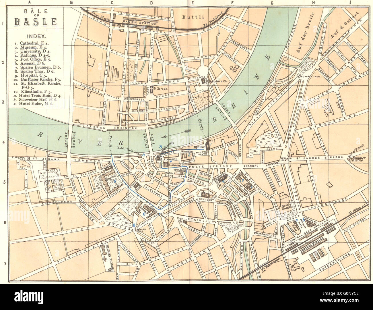 Svizzera: Balla Basilea Basilea, 1910 Mappa antichi Foto stock - Alamy