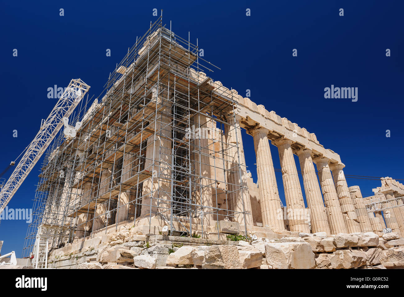 La ricostruzione del Partenone in Acropoli di Atene, Grecia Foto stock - Alamy