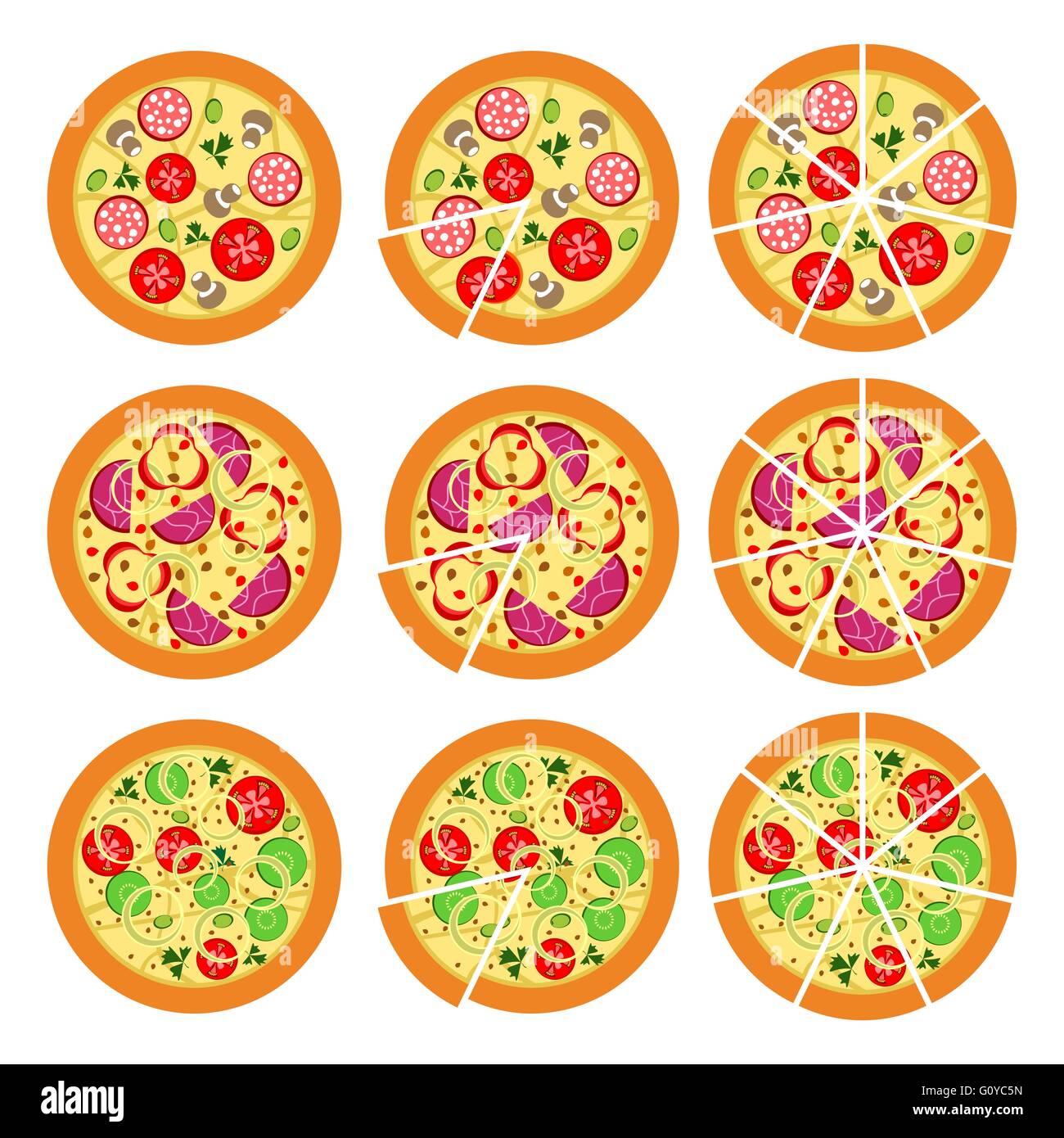 Pizza intera Immagini Vettoriali Stock - Alamy