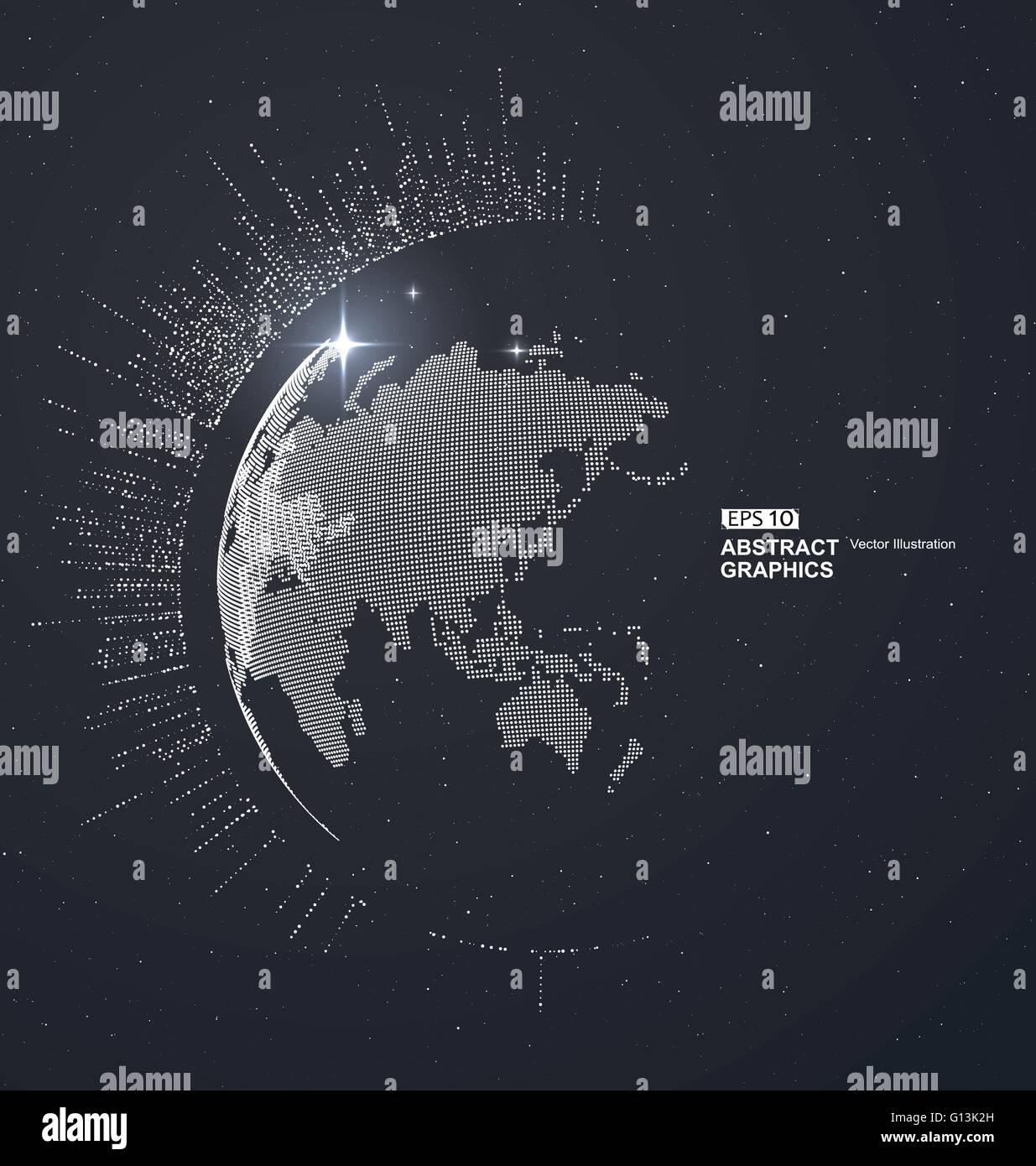 Mappa mondo punto, linea, composizione, che rappresenta il global ...