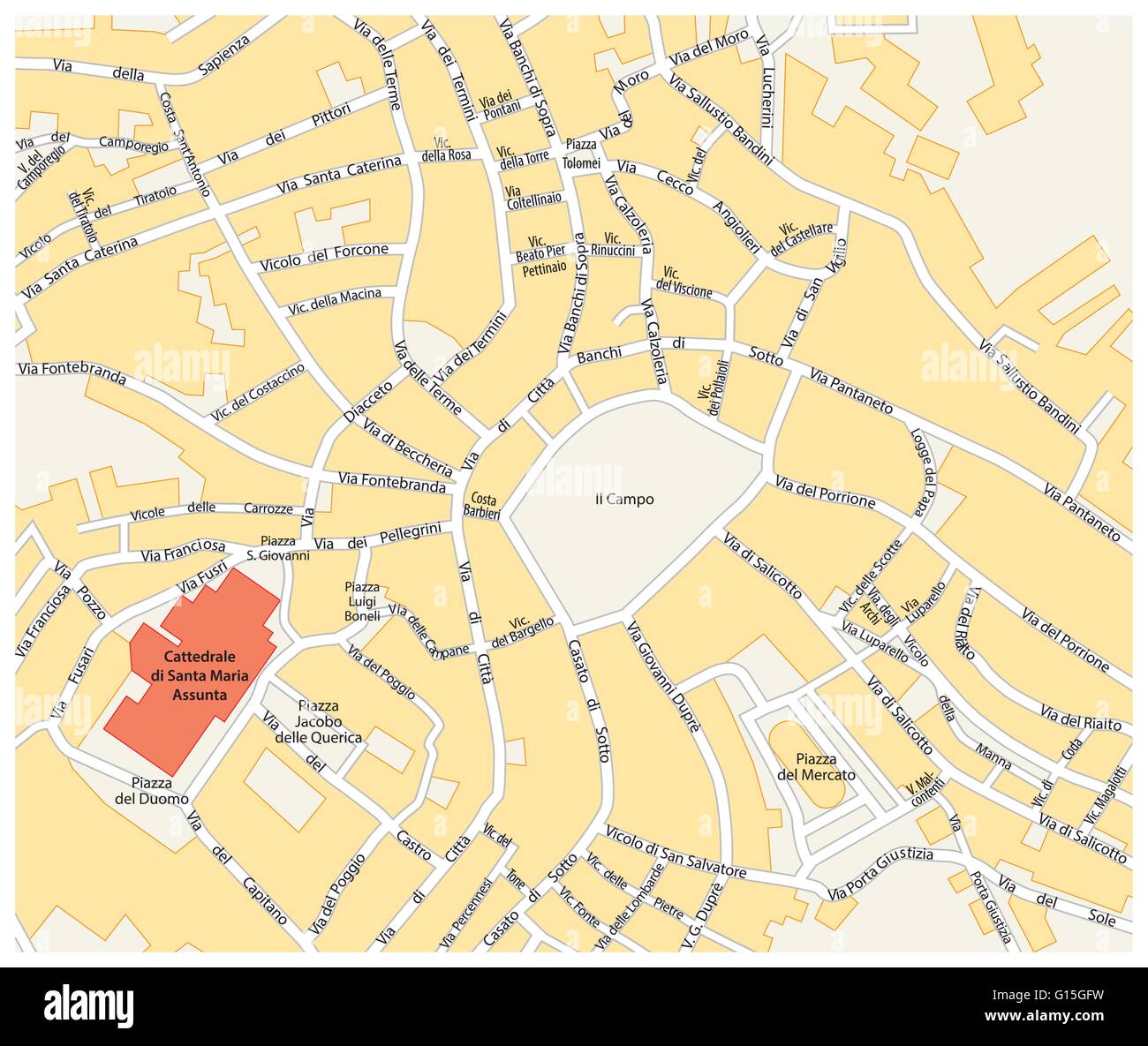 Mappa del centro storico della città toscana di Siena, Italia Immagine ...
