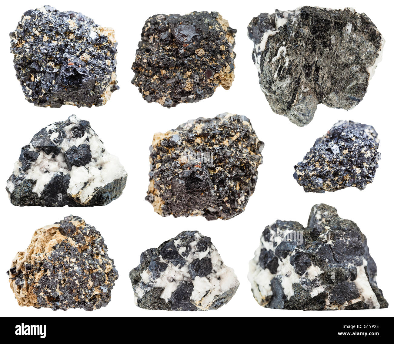 Set di vari minerali naturali - pietre di perovskite e cristalli ...