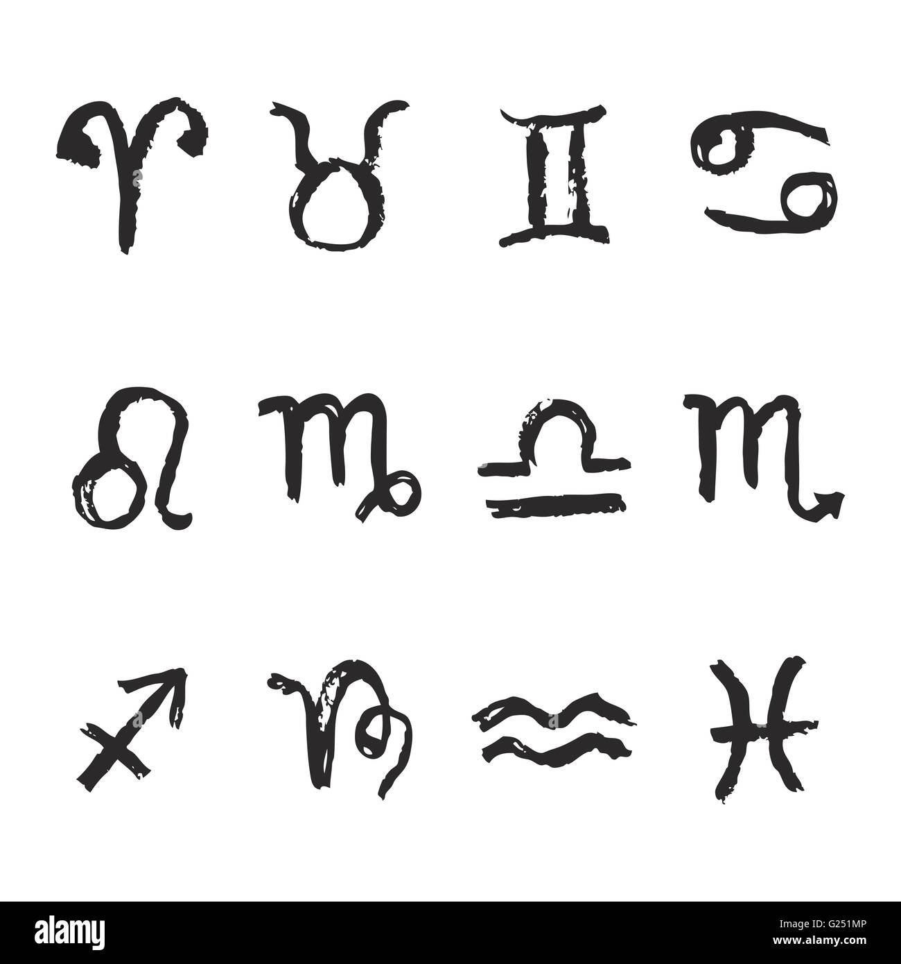 Segno zodiacale sagome, set di simboli oroscopo Immagine e Vettoriale ...