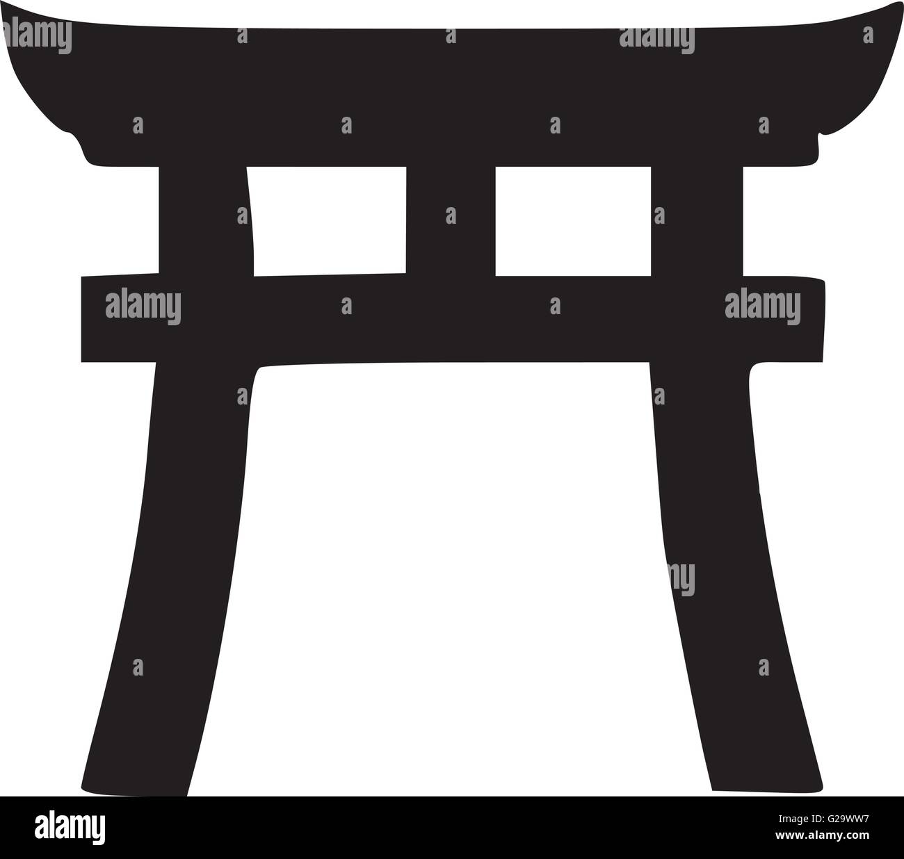 Simbolo religioso dell'icona di shinto torii Immagini Vettoriali Stock ...
