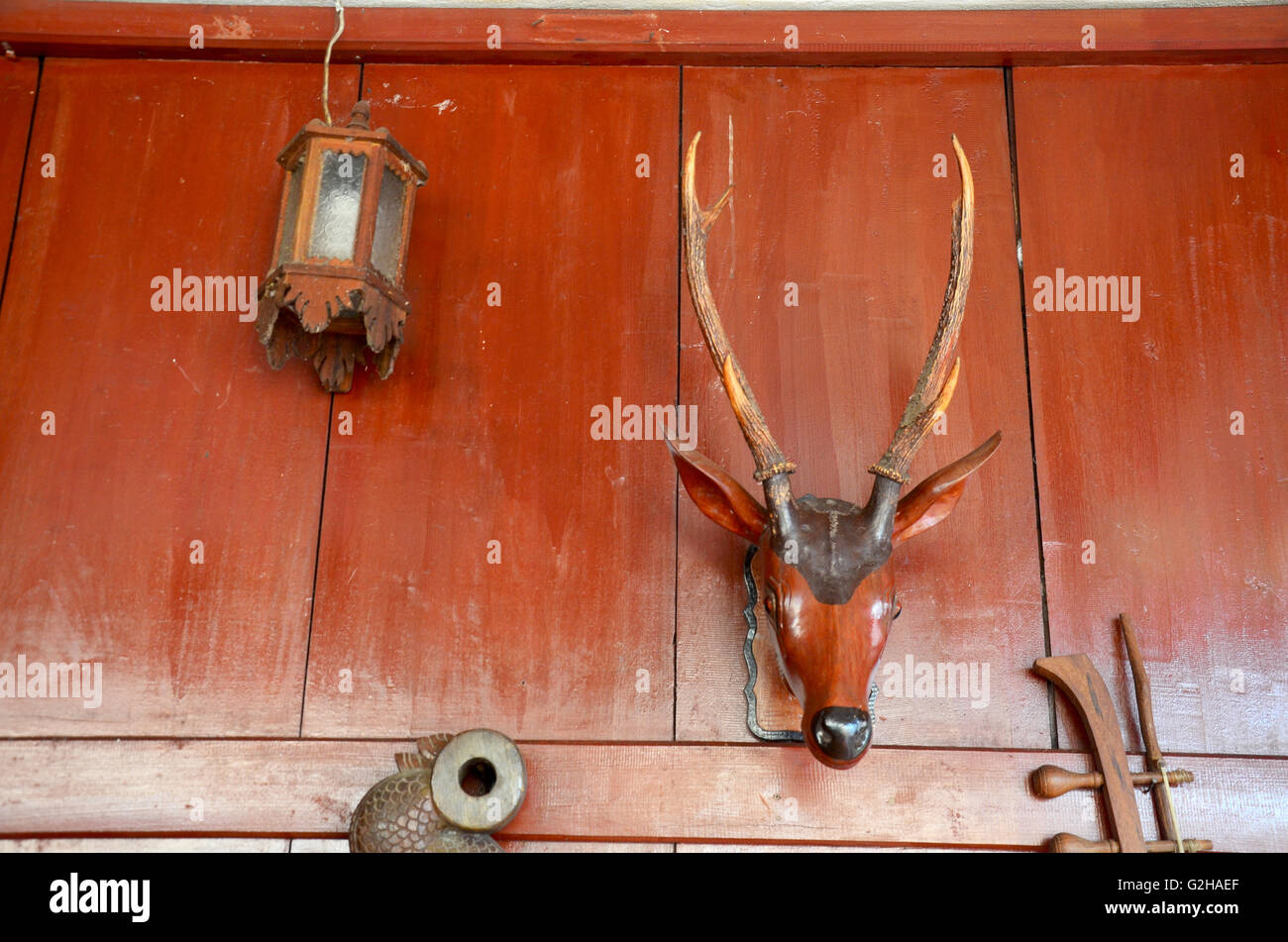 Testa di cervo intagliata in legno immagini e fotografie stock ad alta ...