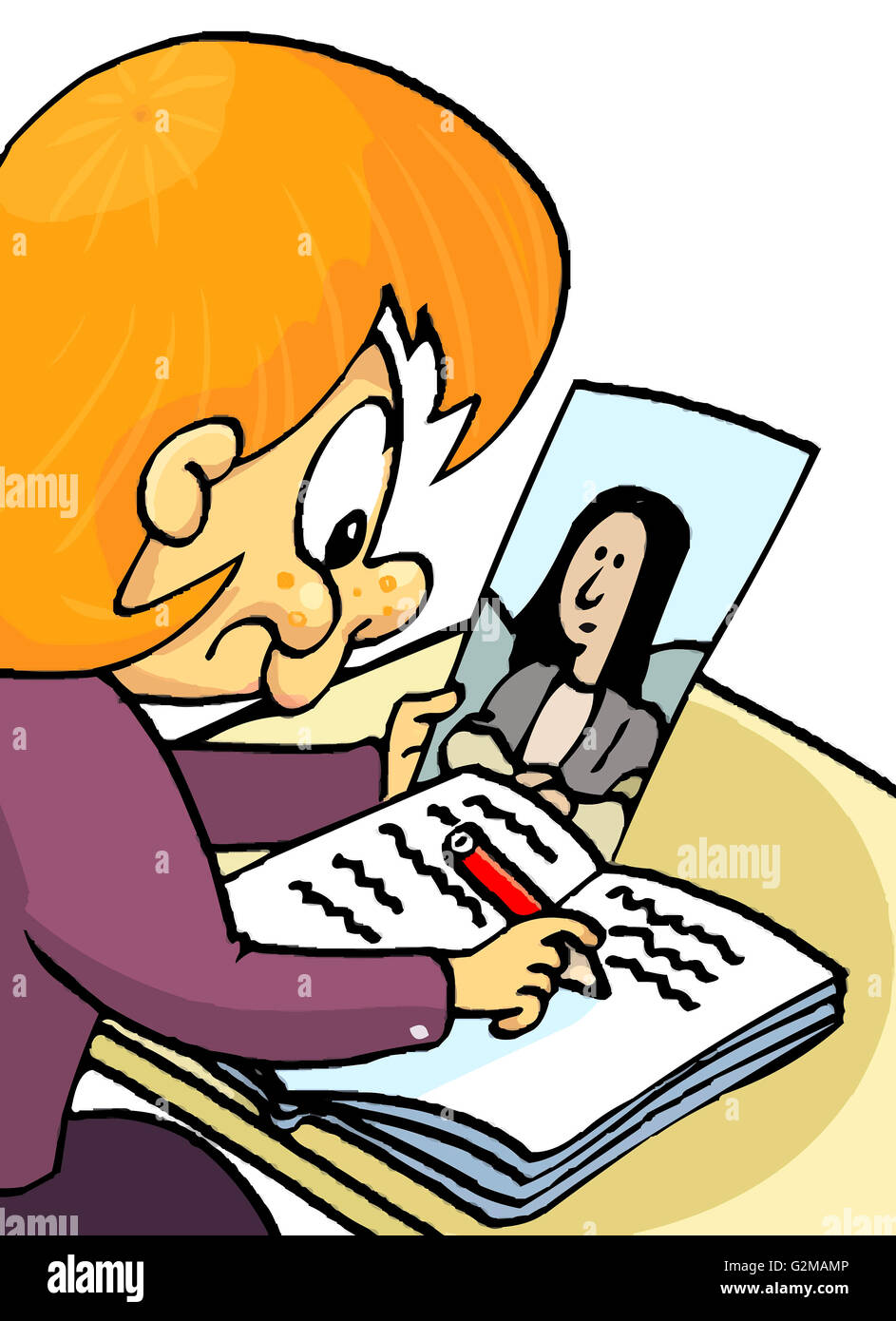 Bambino che fa i compiti cartoon immagini e fotografie stock ad alta ...