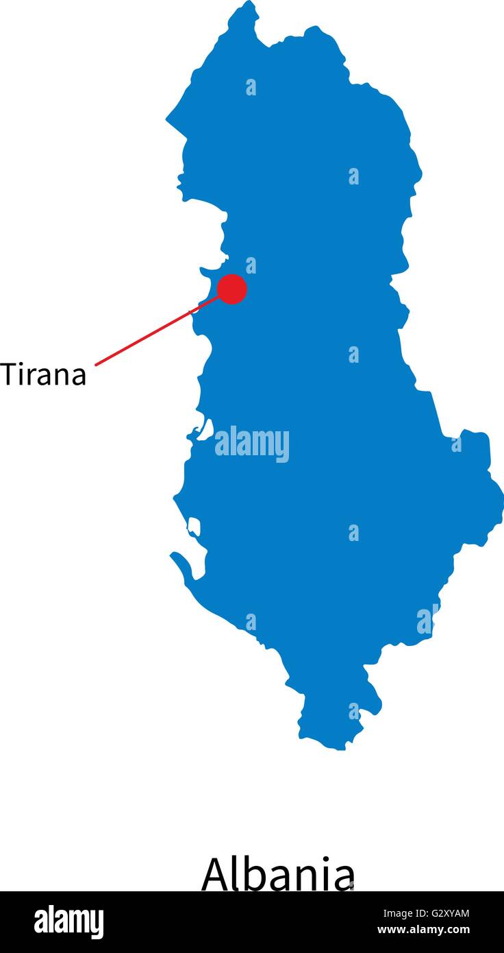 Vettore dettagliata mappa di Albania e la capitale Tirana Immagine e ...
