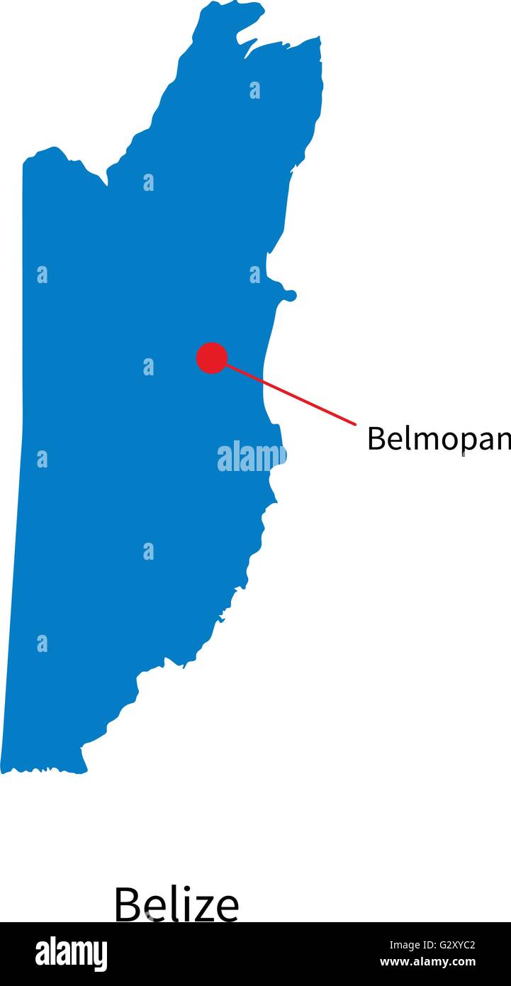 Dettaglio mappa vettoriale del Belize e la città capitale Belmopan ...
