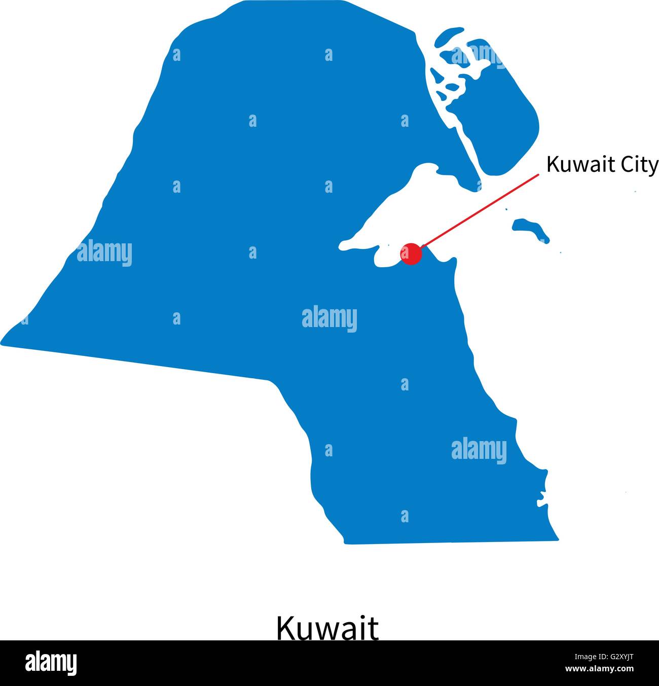 Dettaglio mappa vettoriale del Kuwait e la città capitale Immagine e ...