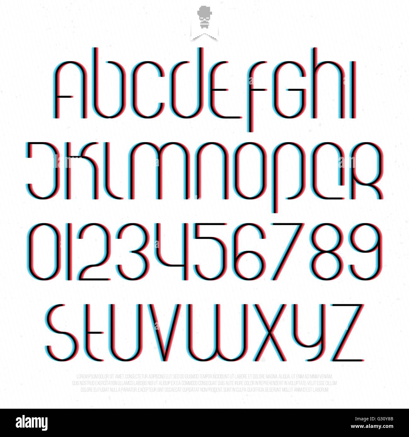 Round 3d effetto alfabeto lettere e numeri su sfondo bianco. font ...