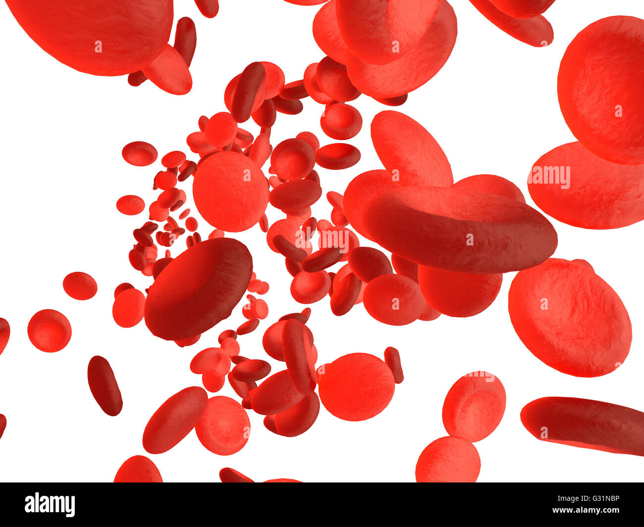 Le cellule rosse del sangue eritrociti in interni di arteriosa o ...