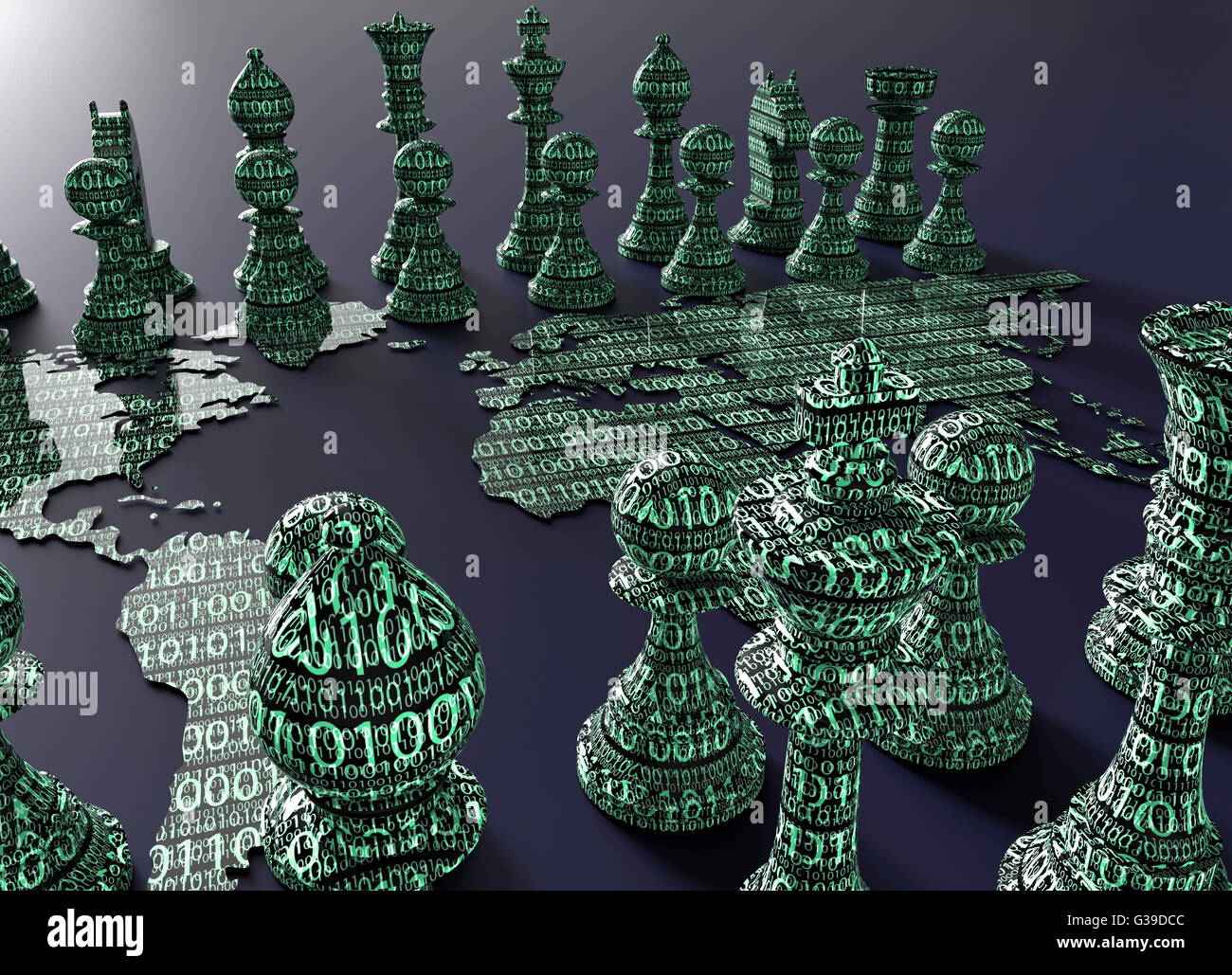 Simbolo della lotta elettronico, digital scacchiera al di fuori della ...