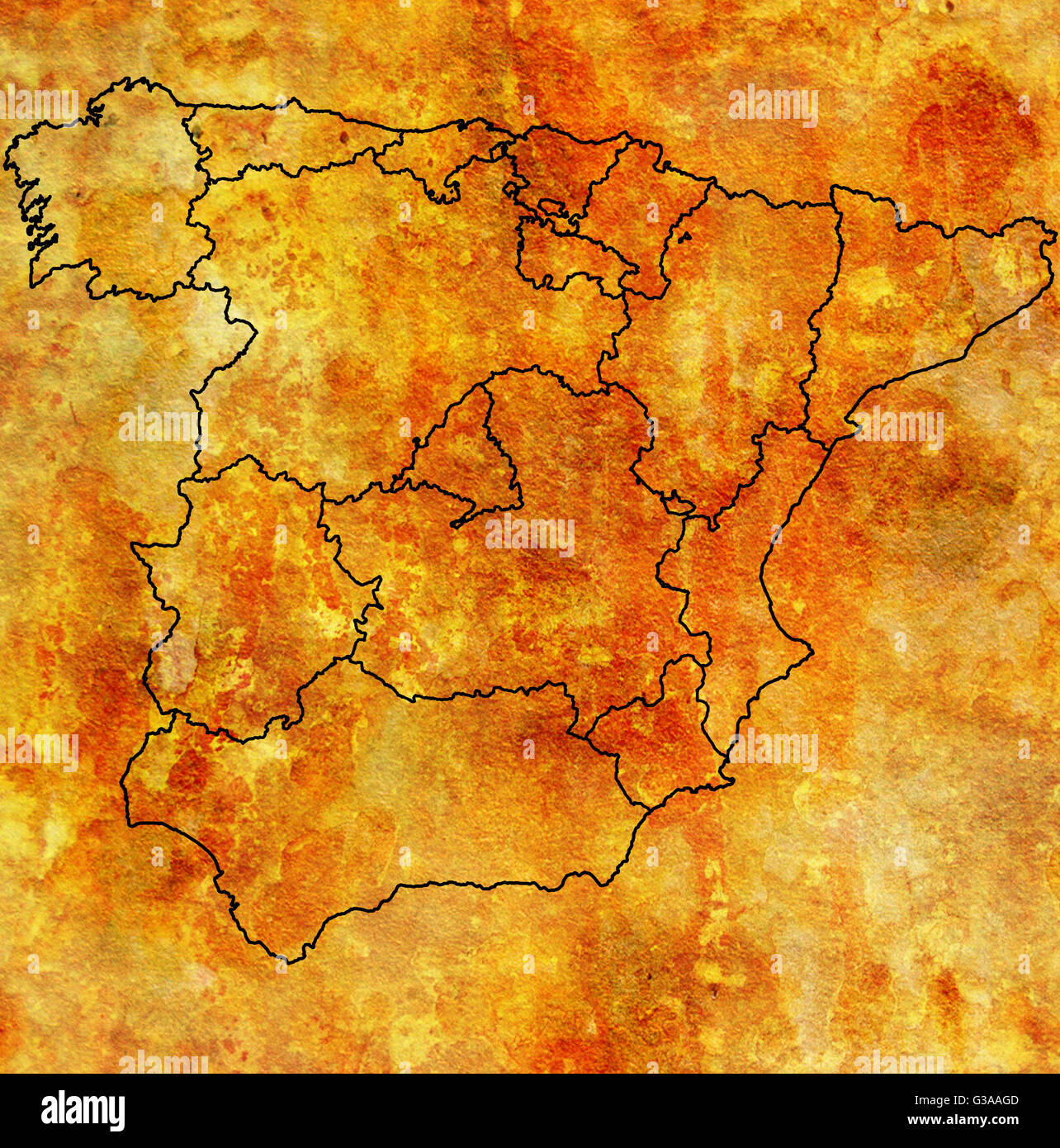 Regioni della Spagna sulla mappa di amministrazione con bordi Foto ...