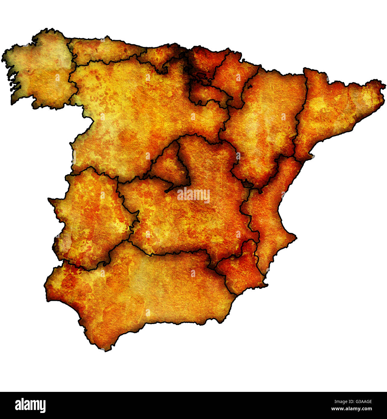 Mappa regioni spagna con bandiera immagini e fotografie stock ad alta ...