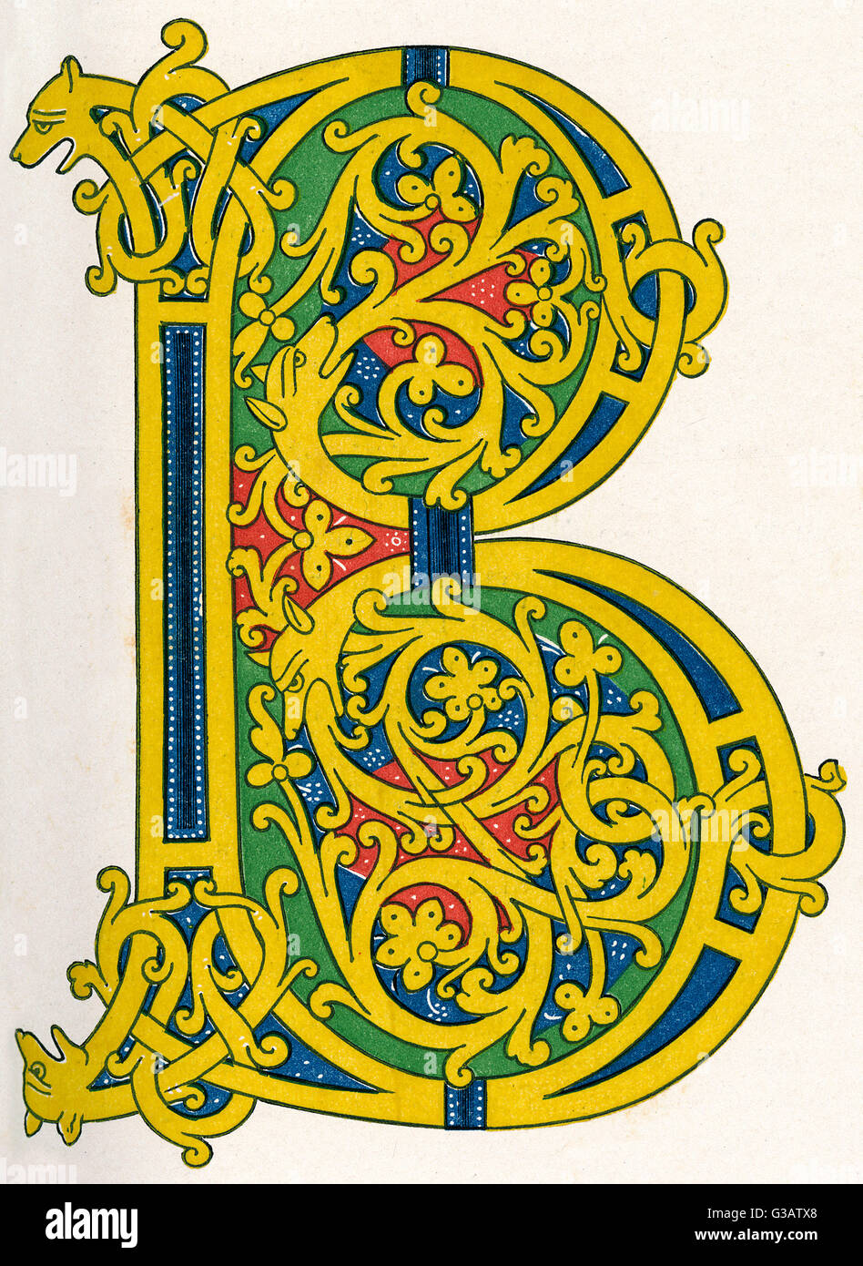 Accesa la lettera B in stile medievale Foto stock - Alamy