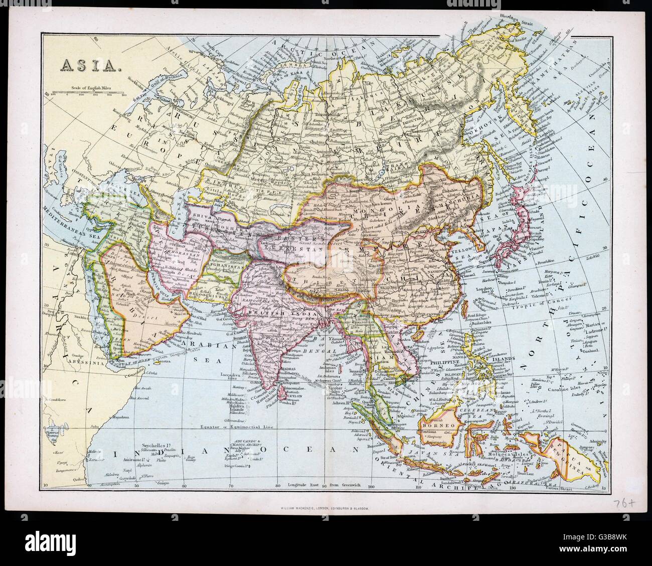 Mappa di Asia Data: nel 1877 circa Foto stock - Alamy