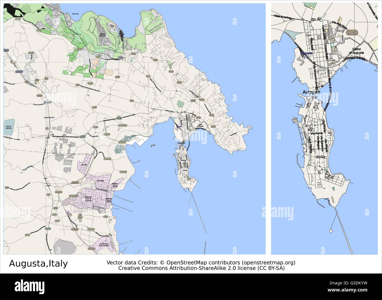 Mappa di augusta Immagini Vettoriali Stock - Alamy