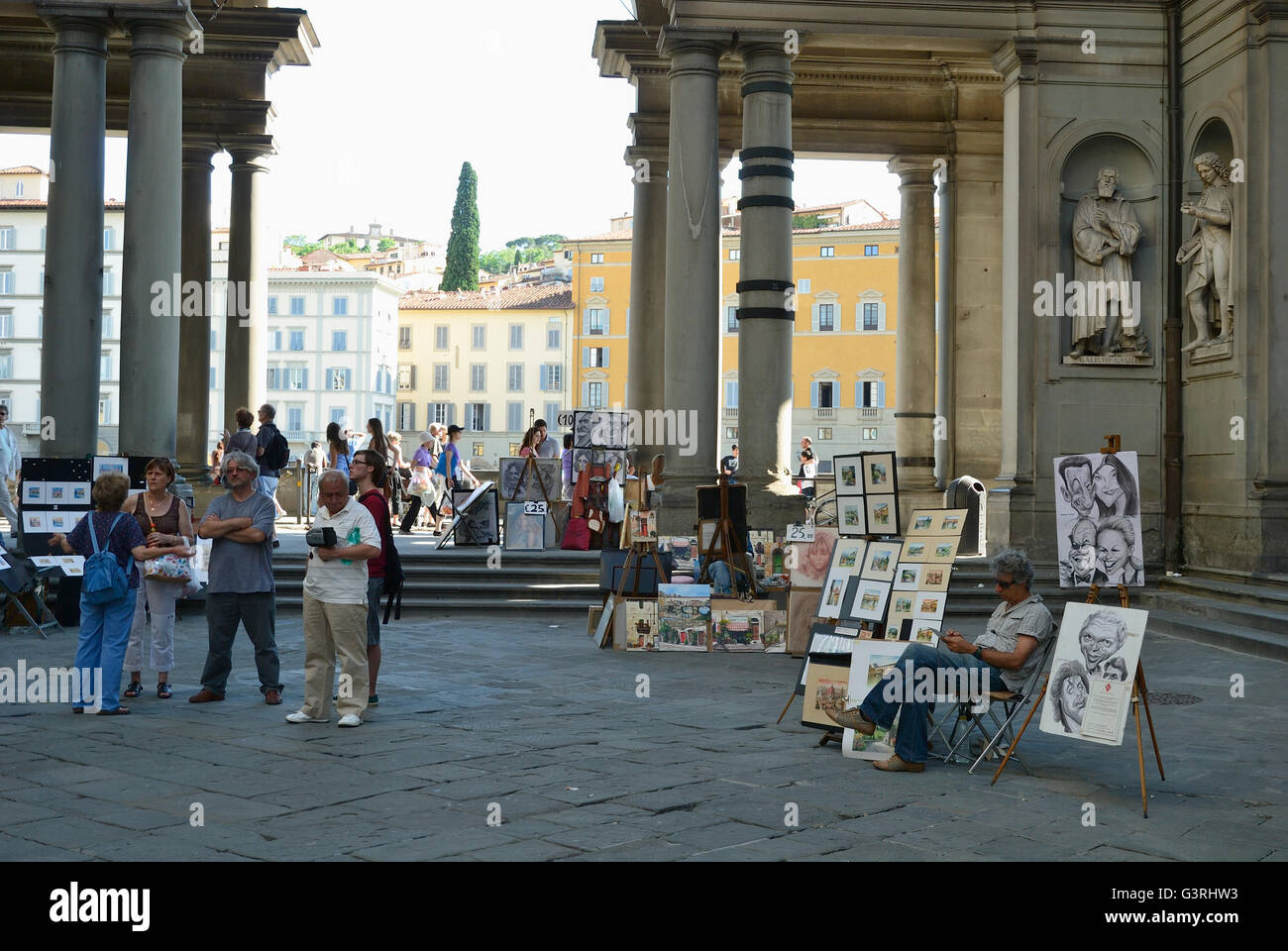 Il Piazzale degli Uffizi, la Galleria degli Uffizi di Firenze, Toscana, Italia, Europa Foto ...