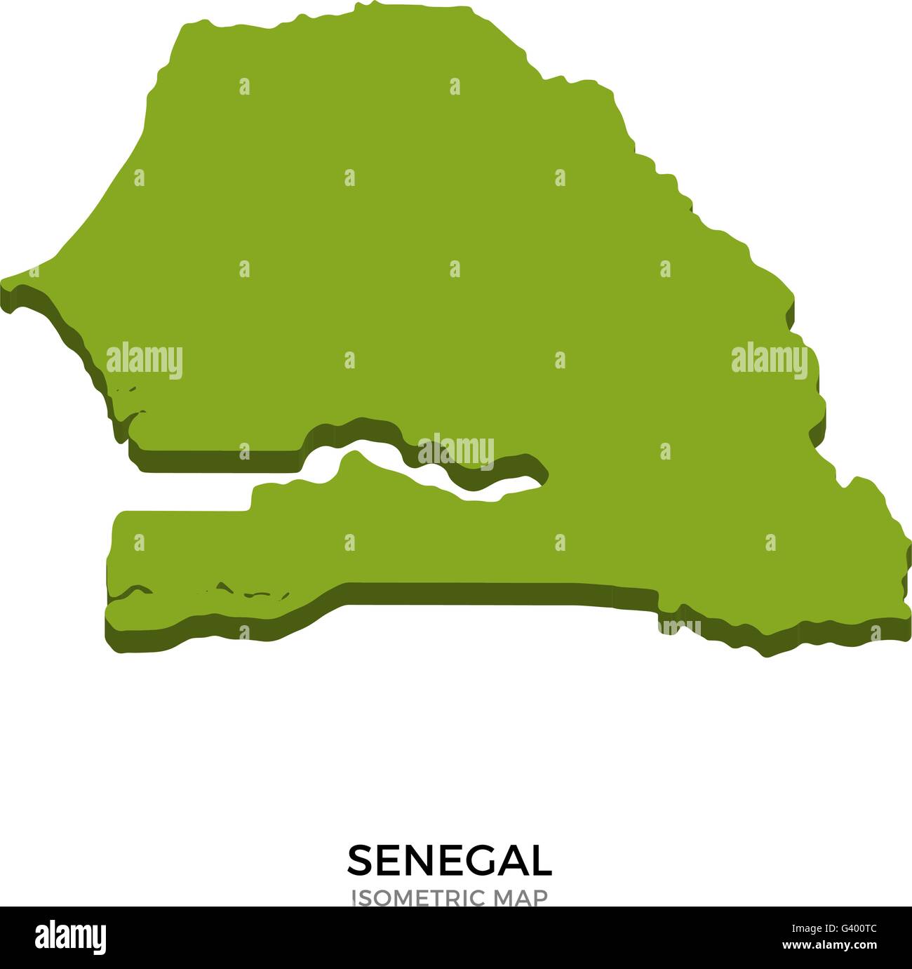 Mappa isometrica del Senegal dettagliata illustrazione vettoriale ...