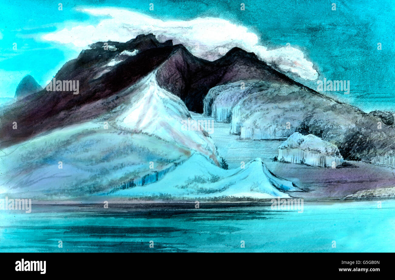 Der Vulkan Mont Pelée auf der Insel Martinica bei der Katastrophe im ...