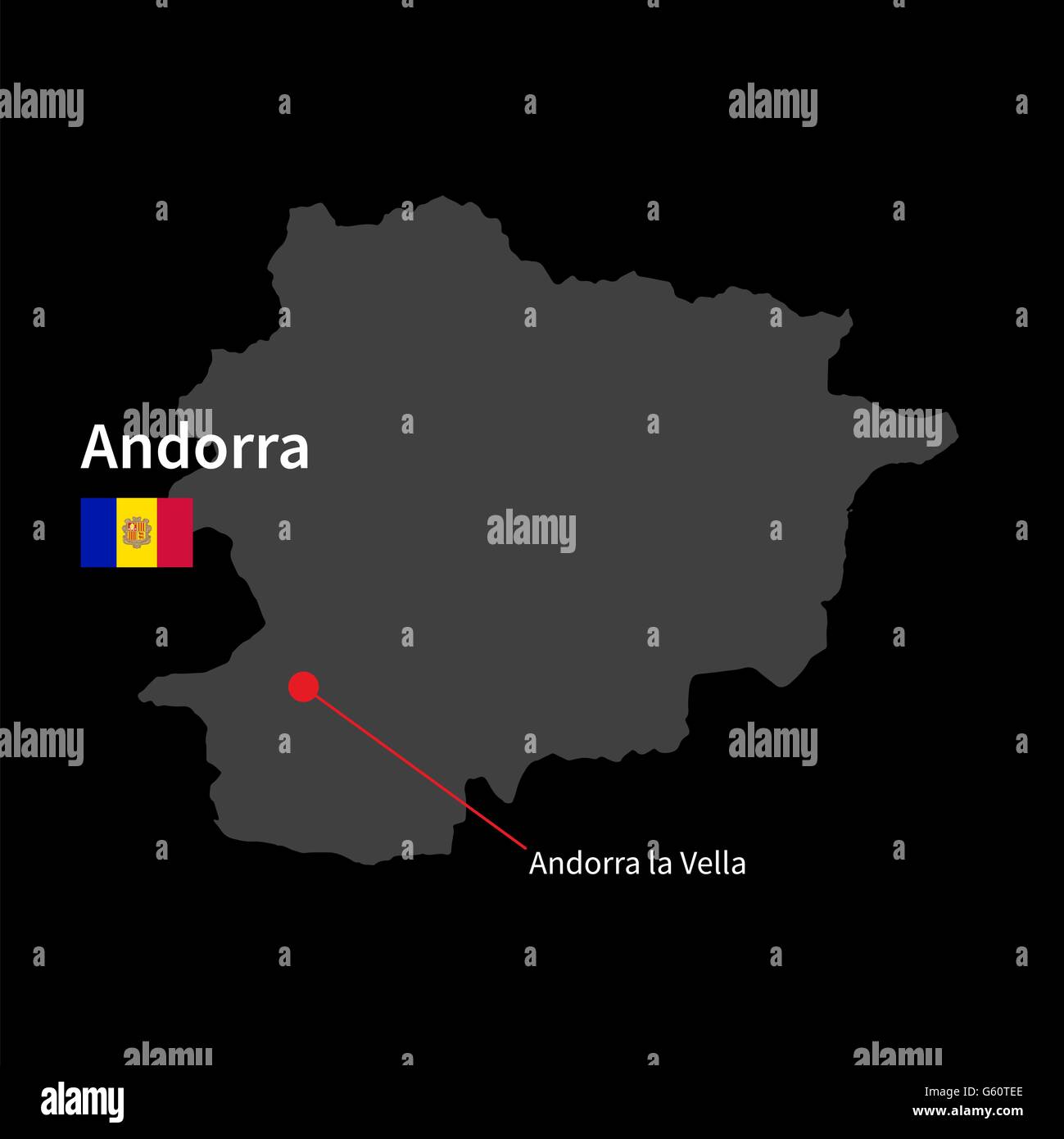 Mappa dettagliata di Andorra e città capitale Andorra La Vella con ...