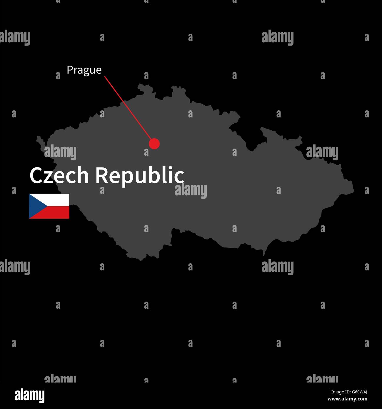 Mappa dettagliata della Repubblica ceca e la capitale Praga con ...