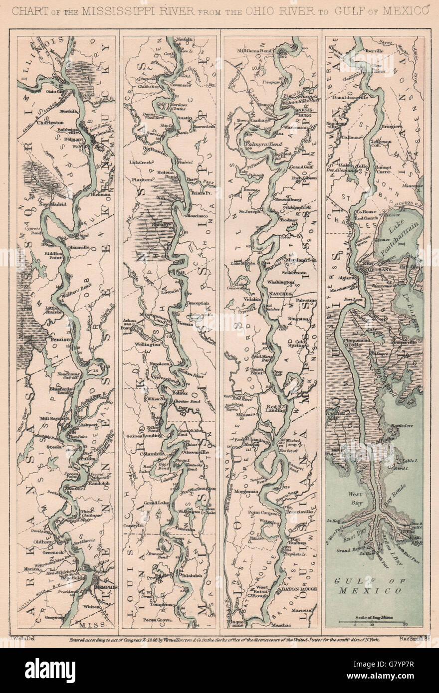 La guerra civile americana. Fiume Mississippi dall'Ohio al Golfo del ...