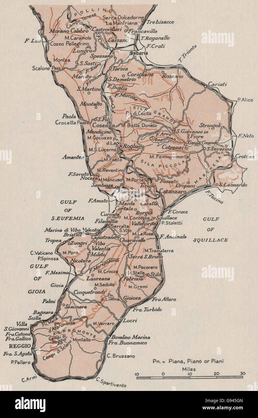 Italia: Calabria schizzo. WW2 ROYAL NAVY MAPPA DI INTELLIGENCE, 1944 ...