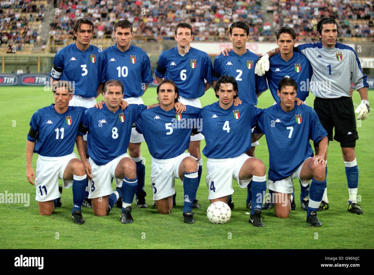 Gruppo team Italia L-R Back Row: Paolo Maldini, Christian Vieri, Paolo ...
