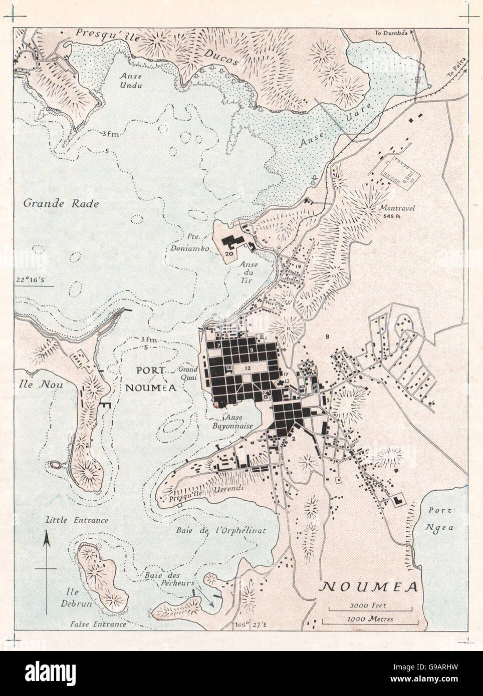 Nuova Caledonia: Noumea: porto piano. WW2 ROYAL NAVY MAPPA DI ...