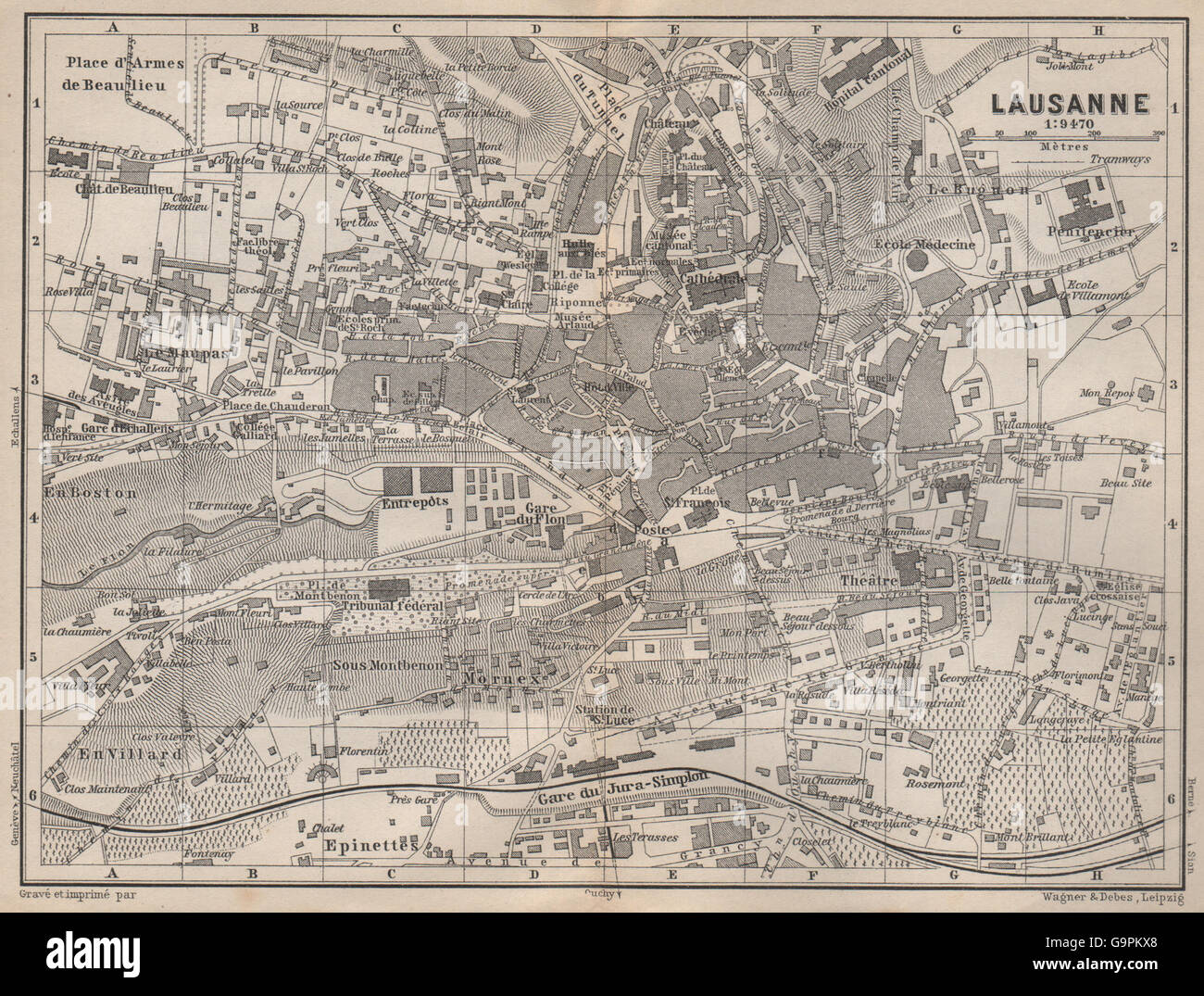 Losanna. town city stadtplan. La Svizzera Suisse Schweiz carte karte ...